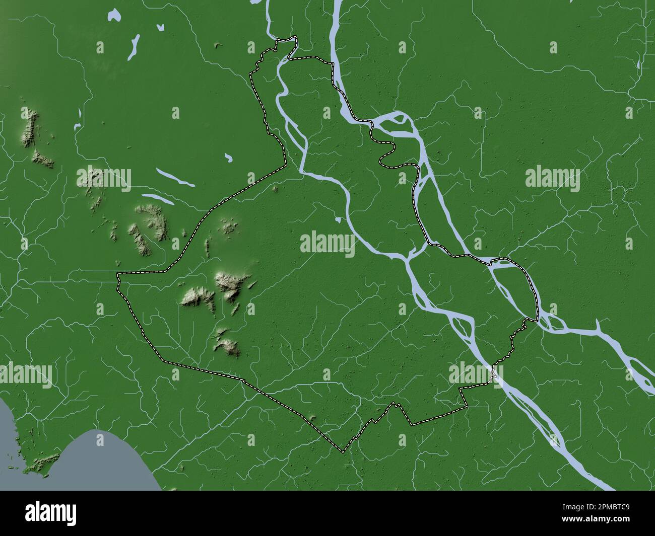 An Giang, province of Vietnam. Elevation map colored in wiki style with ...