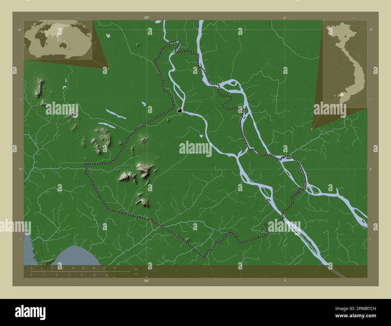 An Giang, province of Vietnam. Elevation map colored in wiki style with ...
