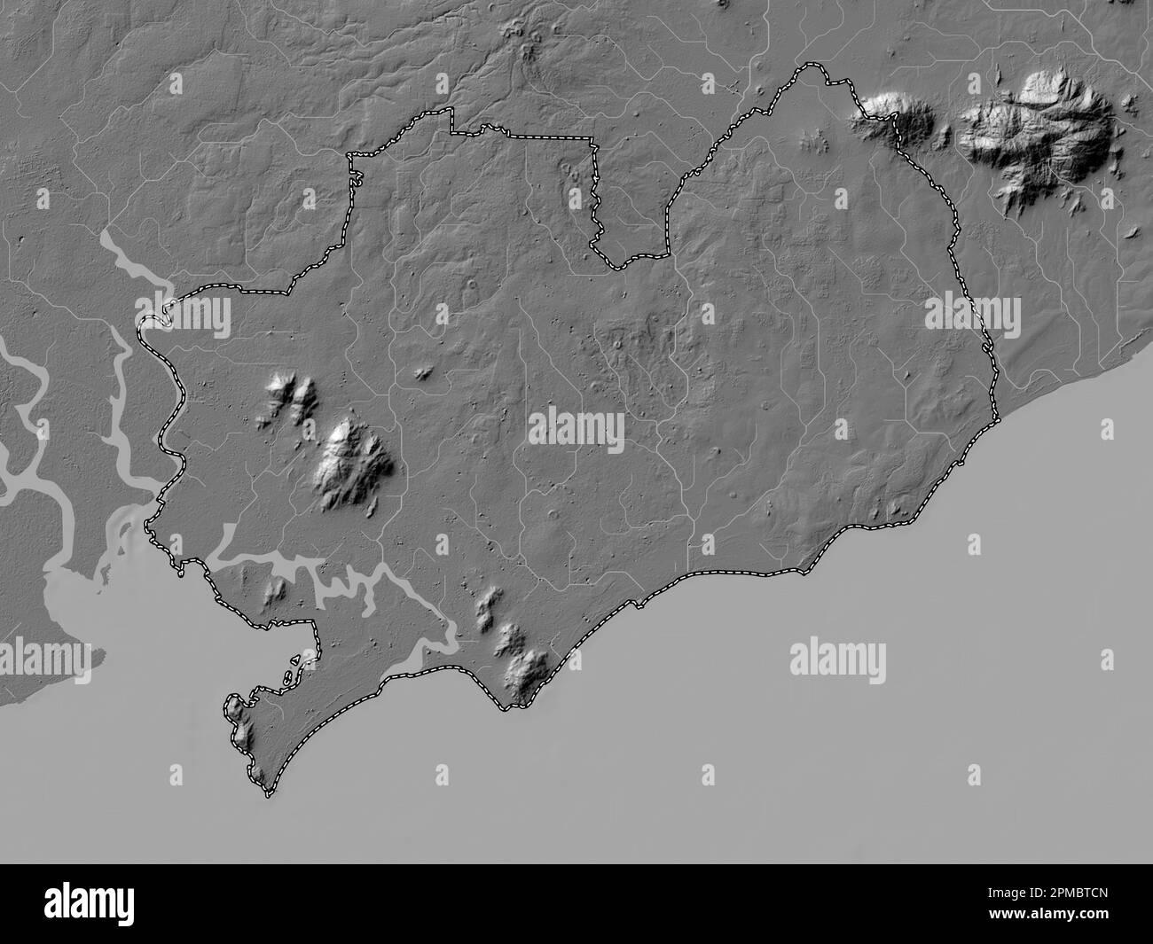 Ba Ria - Vung Tau, province of Vietnam. Bilevel elevation map with ...