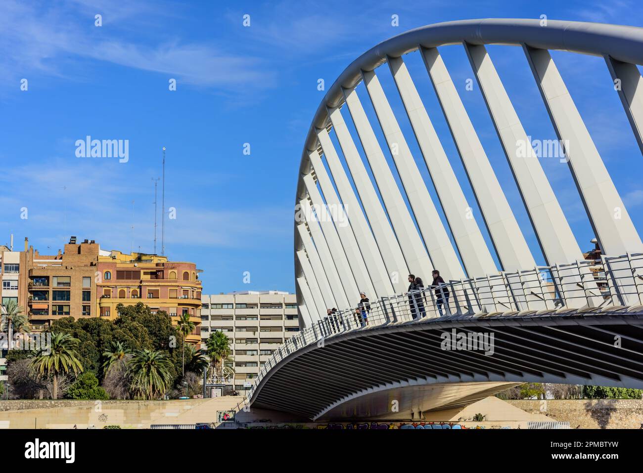 Spanien, Valencia, Alameda-Brücke von Santiago Calatrava, 1995 // Spain ...