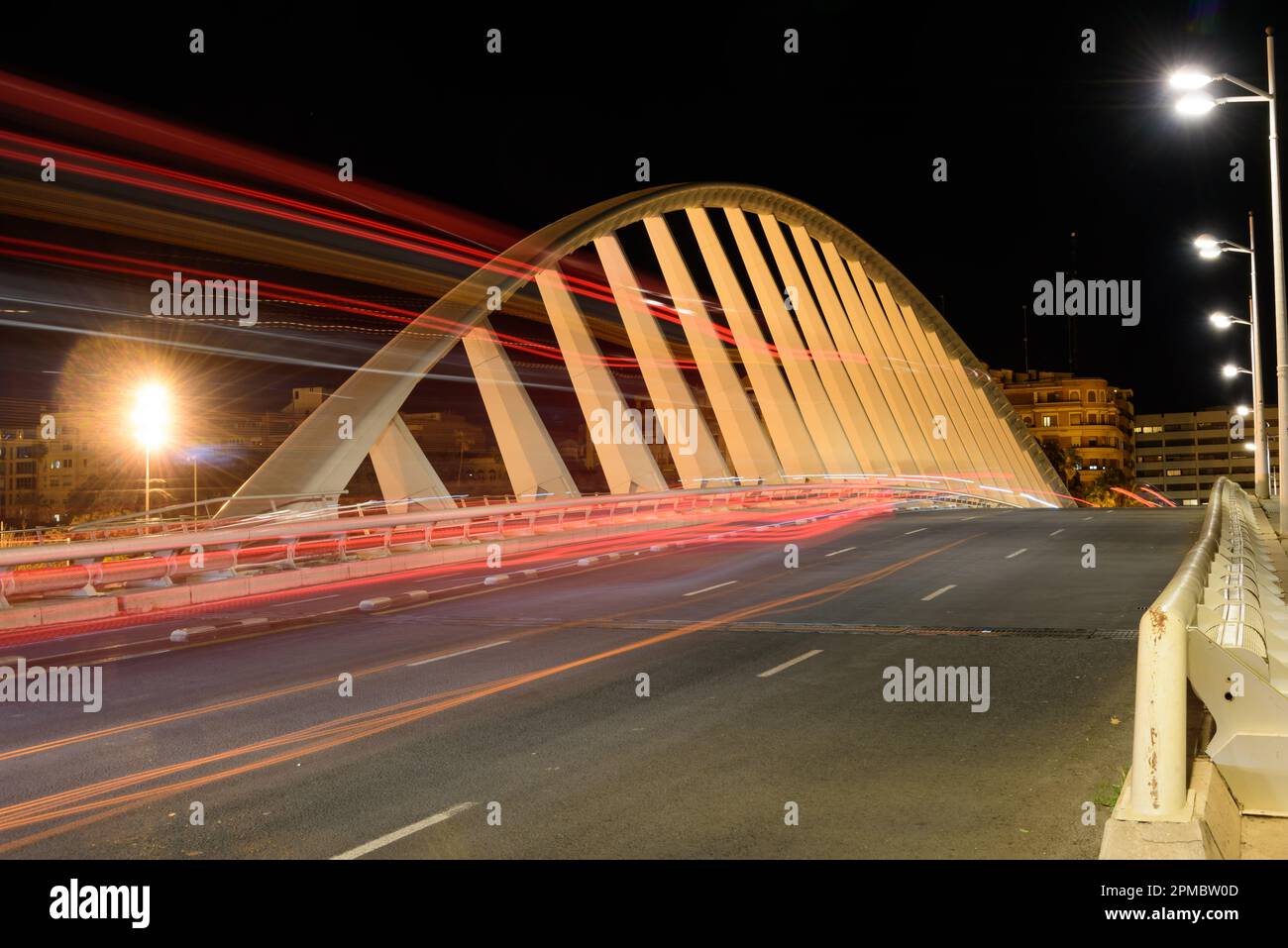 Spanien, Valencia, Alameda-Brücke von Santiago Calatrava, 1995 // Spain ...