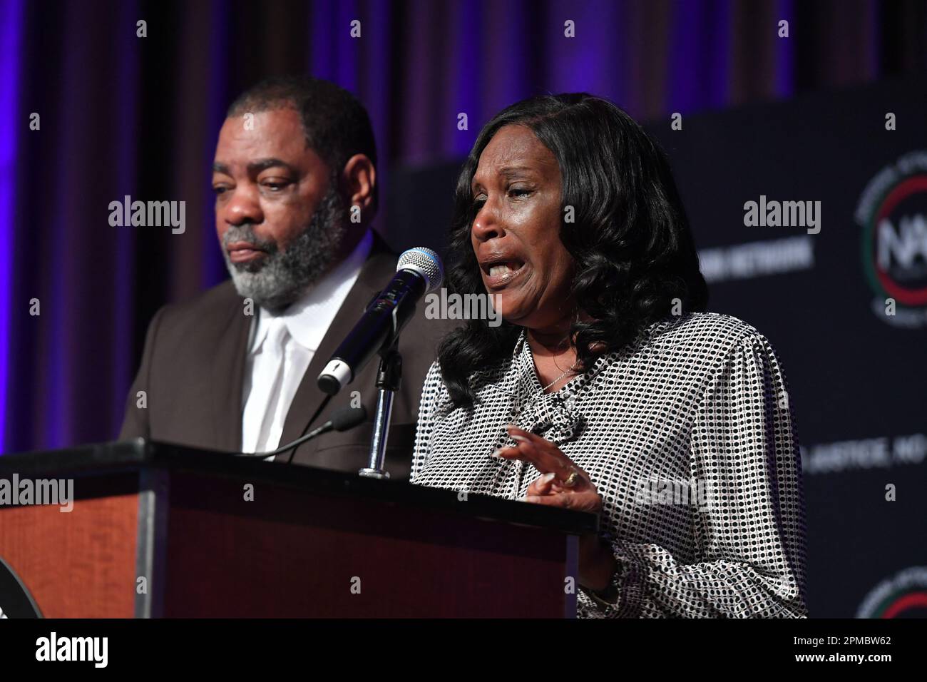 Rodney Walls and Row Vaughn Wells, parents of Tyre Nichols, attend the ...