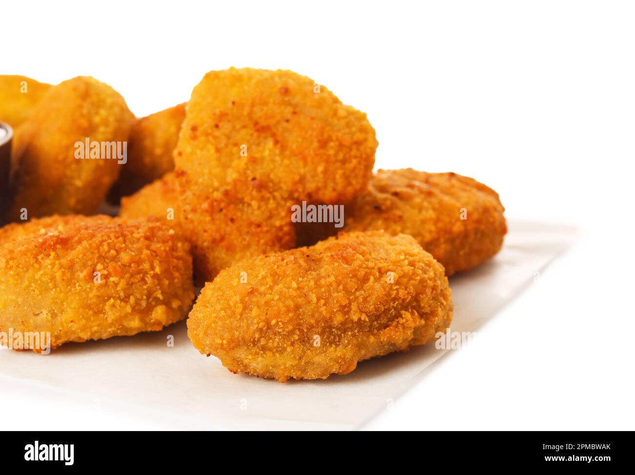 Tasty chicken nuggets on white background, closeup Stock Photo - Alamy