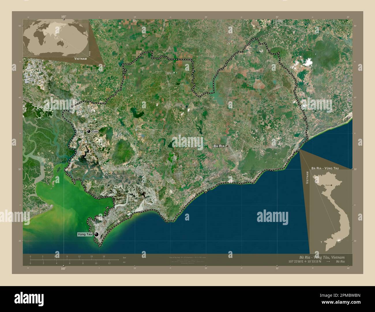 Ba Ria - Vung Tau, province of Vietnam. High resolution satellite map ...