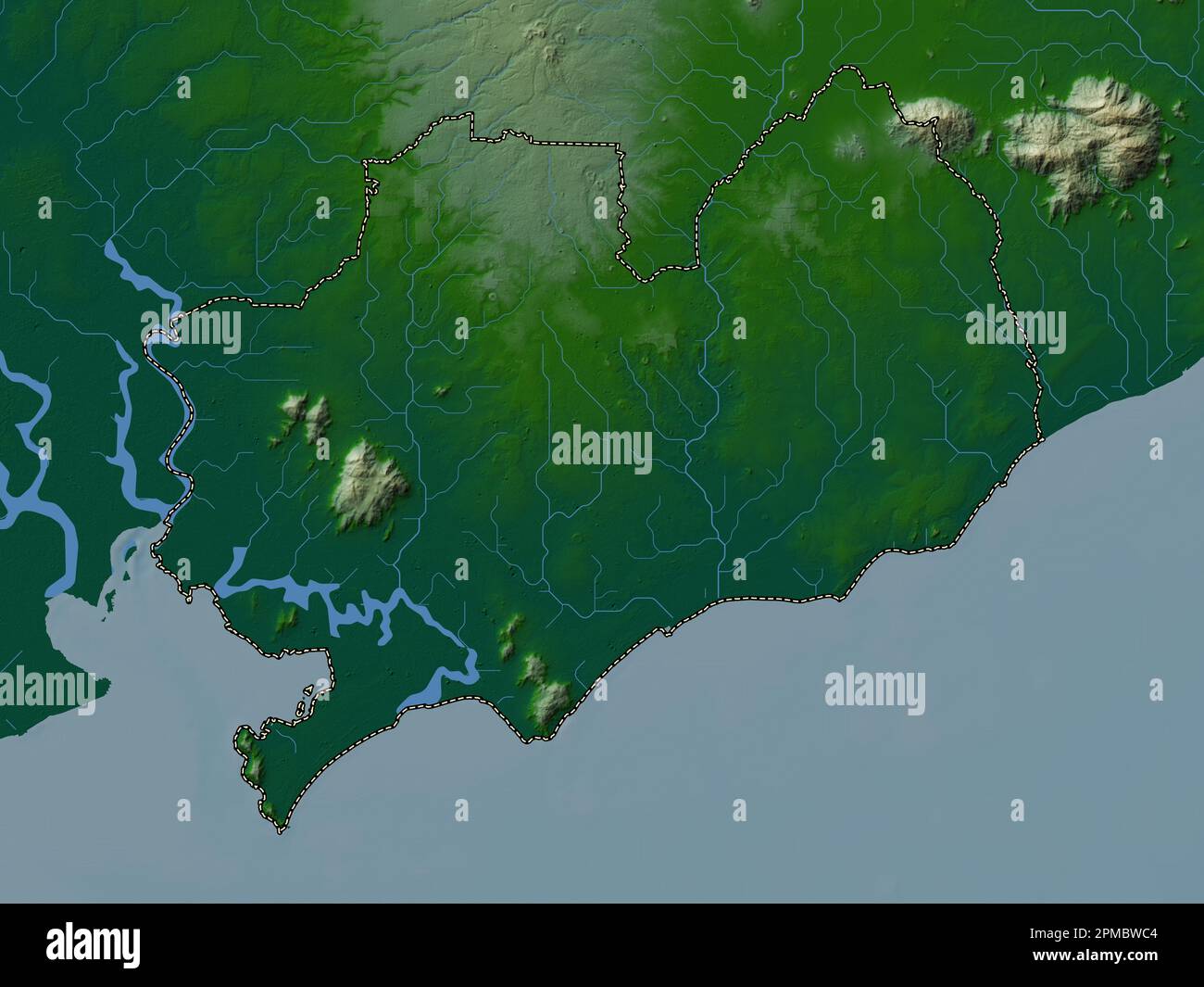 Ba Ria - Vung Tau, province of Vietnam. Colored elevation map with ...