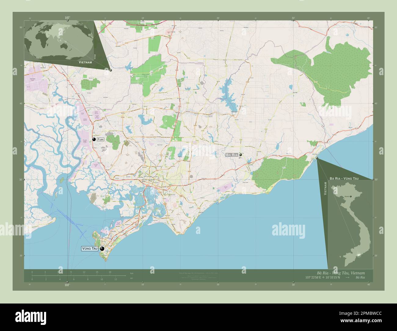 Ba Ria - Vung Tau, province of Vietnam. Open Street Map. Locations and ...