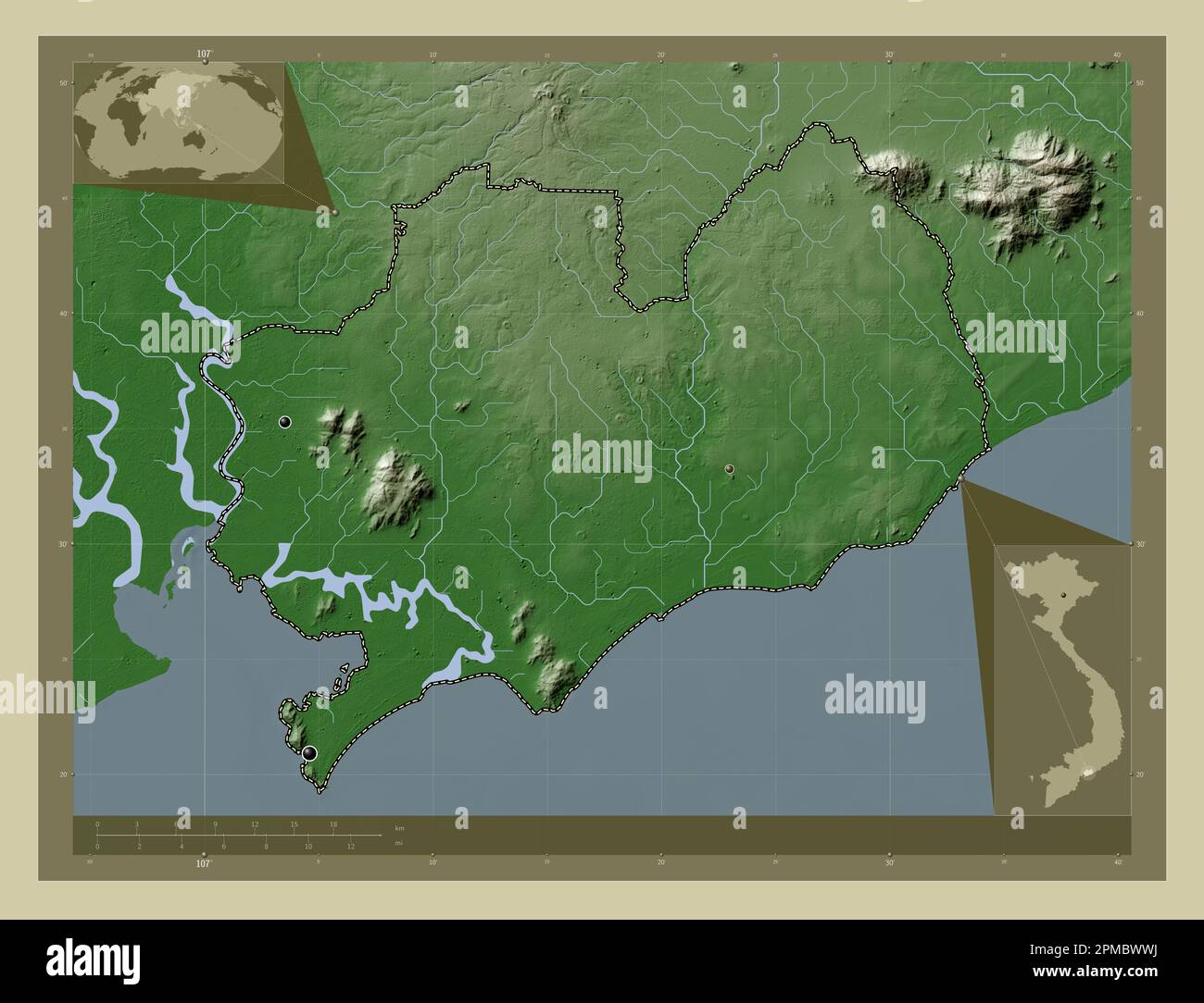 Ba Ria - Vung Tau, province of Vietnam. Elevation map colored in wiki ...