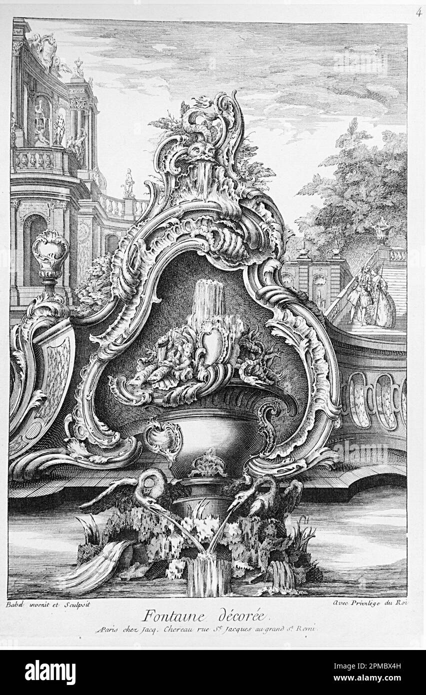Print, Fountain in the Form of a Cartouche; Designed by Pierre Edme ...