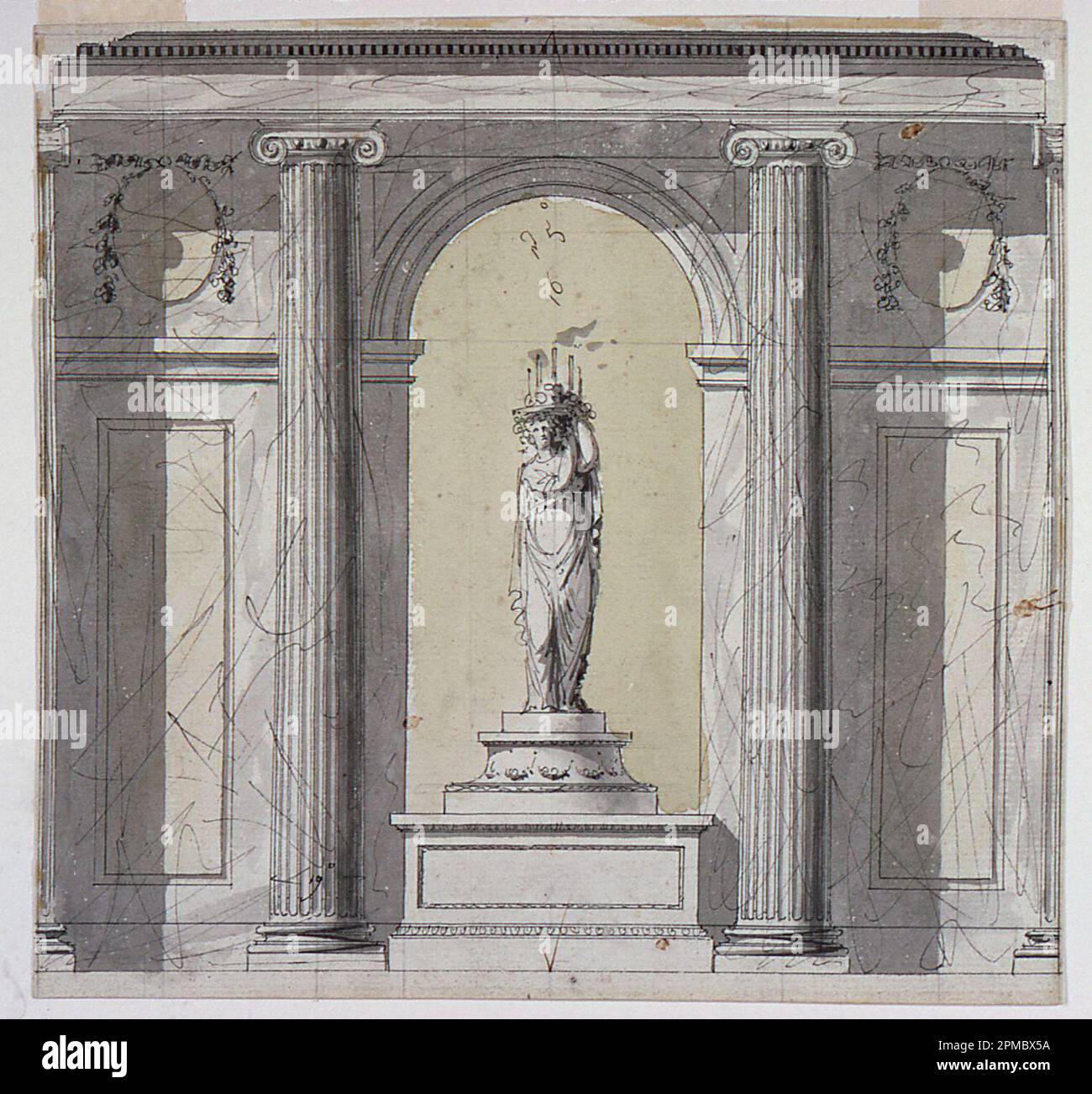 Drawing, Elevation of a wall of a vestibule; France; pen and chinese ...