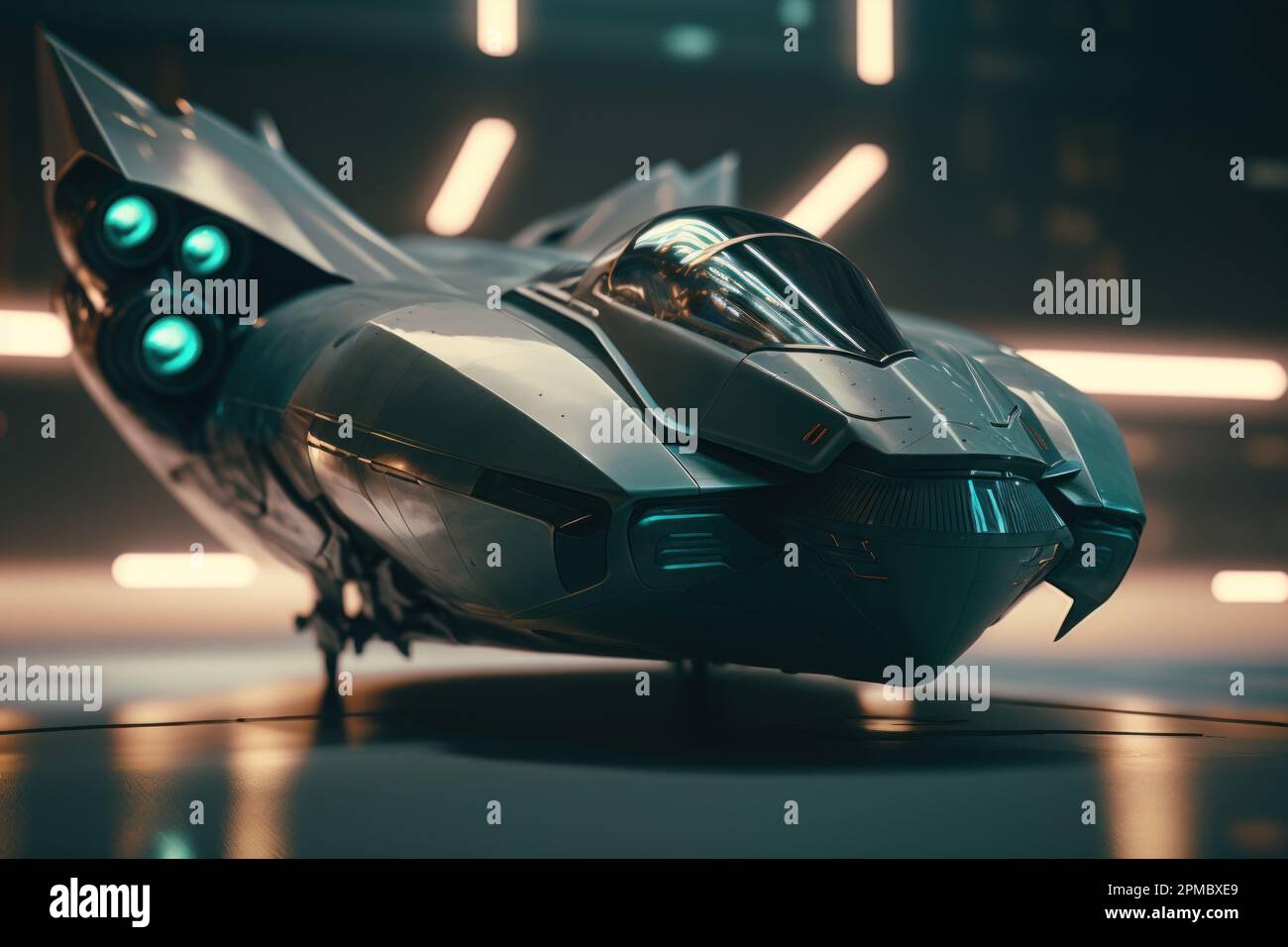 A futuristic and sleek spaceship with advanced tech Stock Photo - Alamy