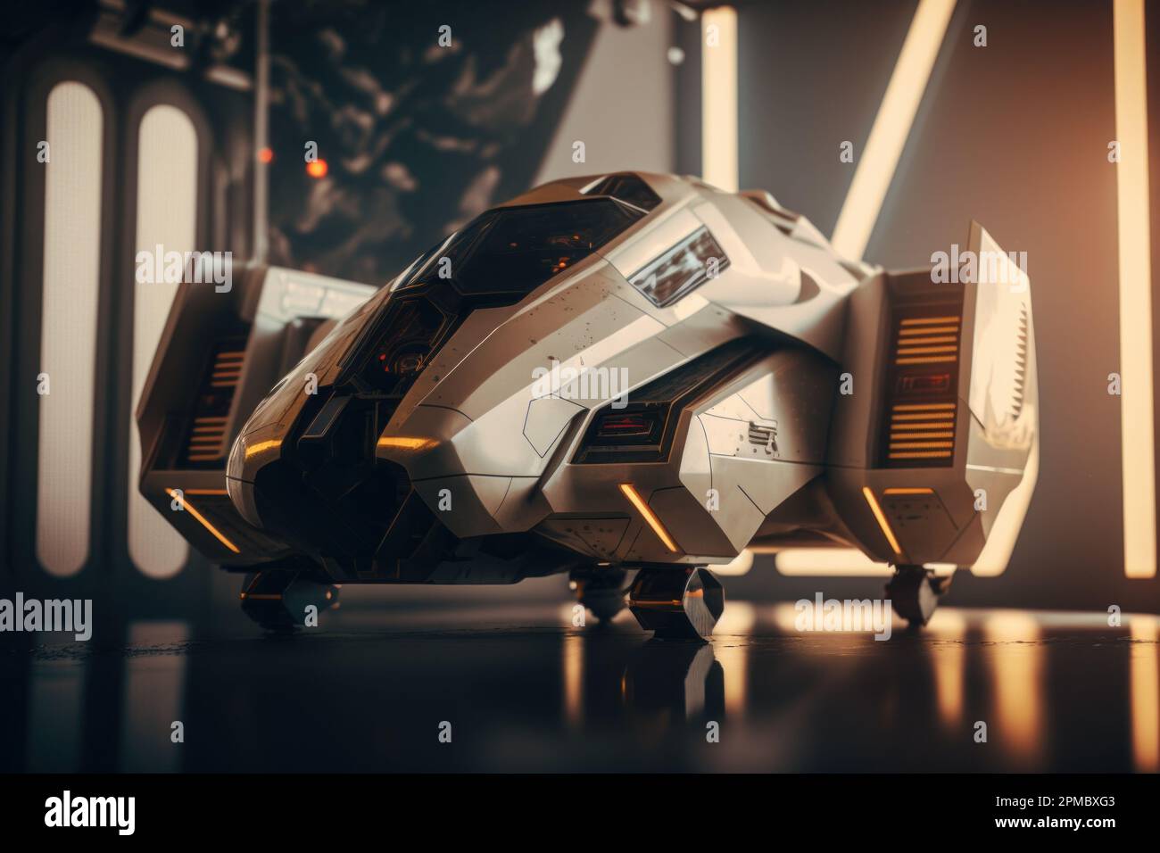 A futuristic and sleek spaceship with advanced tech Stock Photo - Alamy