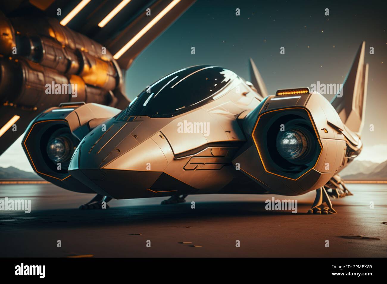 A futuristic and sleek spaceship with advanced tech Stock Photo - Alamy