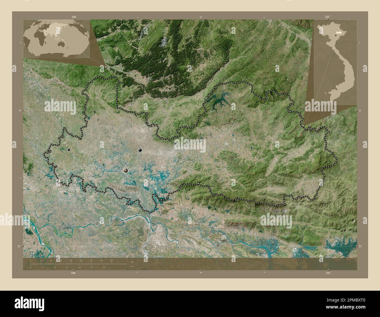 Bac Giang, province of Vietnam. High resolution satellite map ...