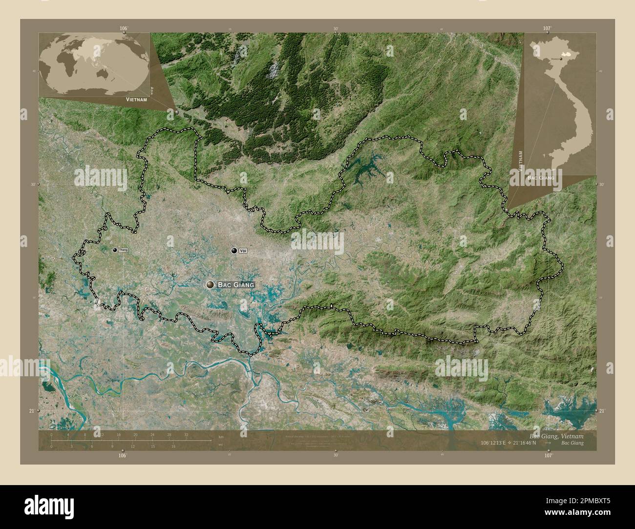 Bac Giang, province of Vietnam. High resolution satellite map ...