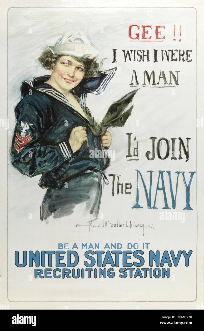 Poster, Gee I wish I were a Man, I'd Join the Navy; Designed by Howard ...