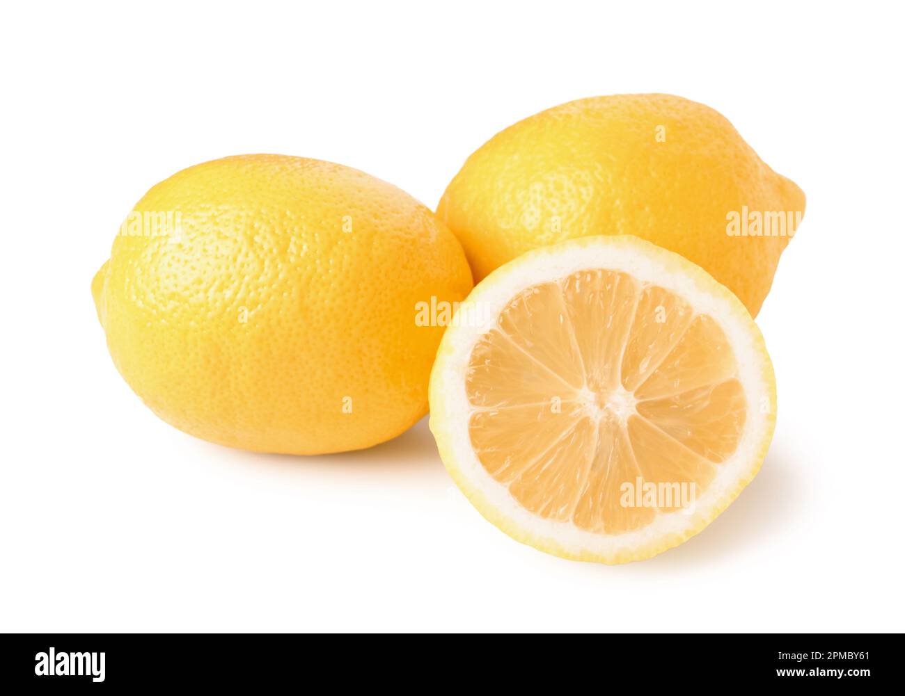 Whole and cut fresh lemons on white background Stock Photo - Alamy