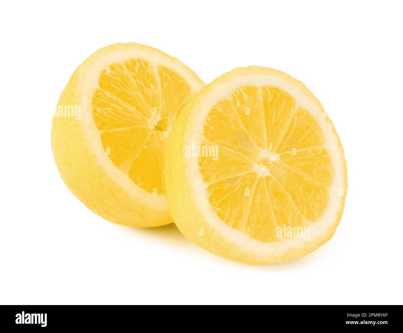 Cut fresh lemon on white background Stock Photo - Alamy
