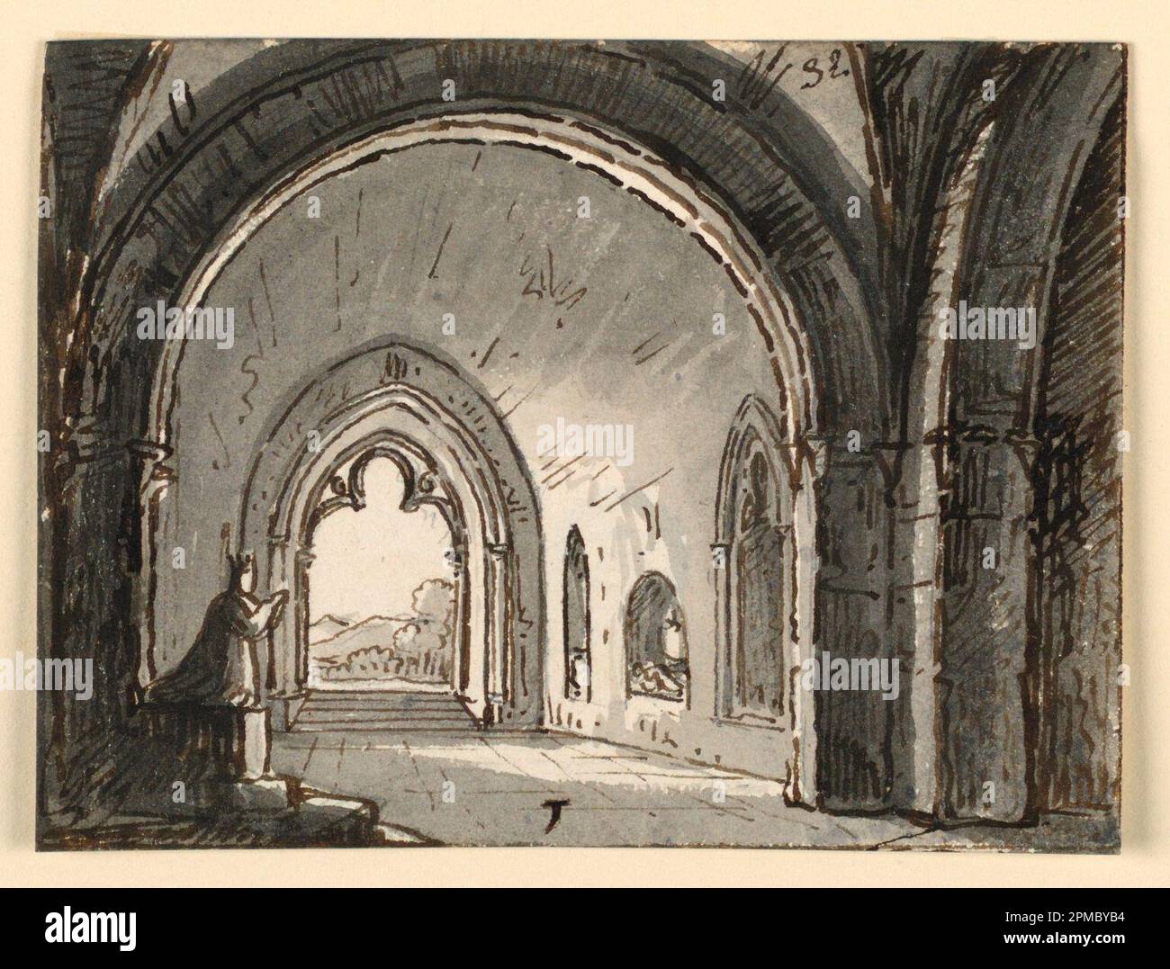 Drawing, Interior of Church Near Faenza; Possibly by Antonio Giuseppe ...