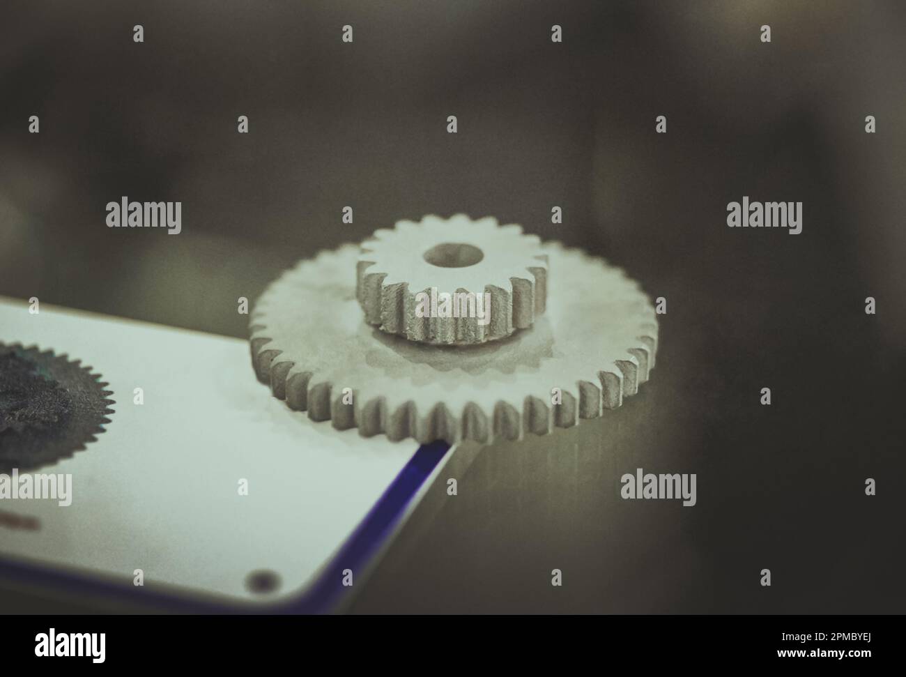Selective Laser Melting. Object printed on metal 3d printer. Model ...