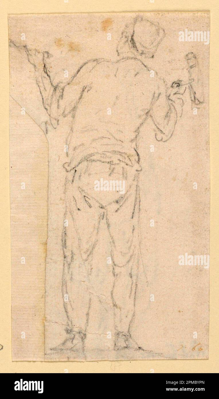 Drawing, Workman; Italy; black crayon on paper Stock Photo - Alamy