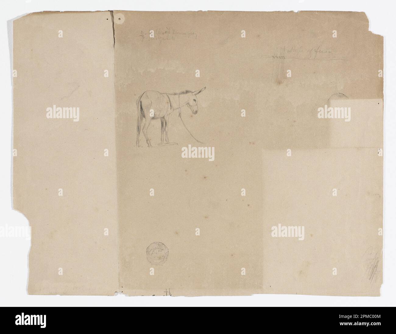 Drawing, Tethered Donkey and a Style of Fence, South America; Frederic ...