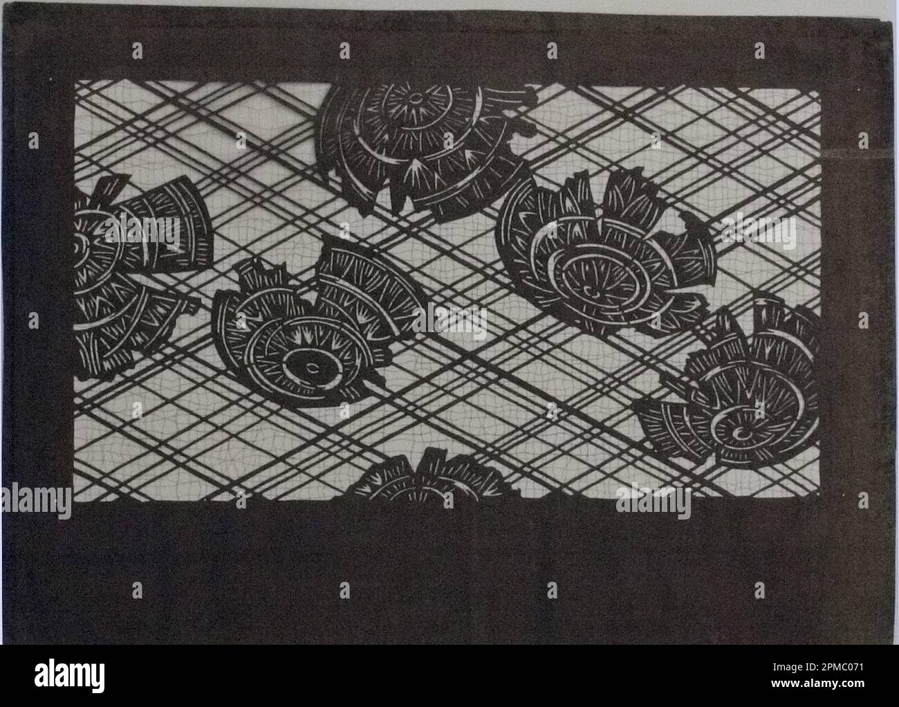 Katagami, Sedge Hats on a Lattice; Japan; mulberry paper (kozo washi ...