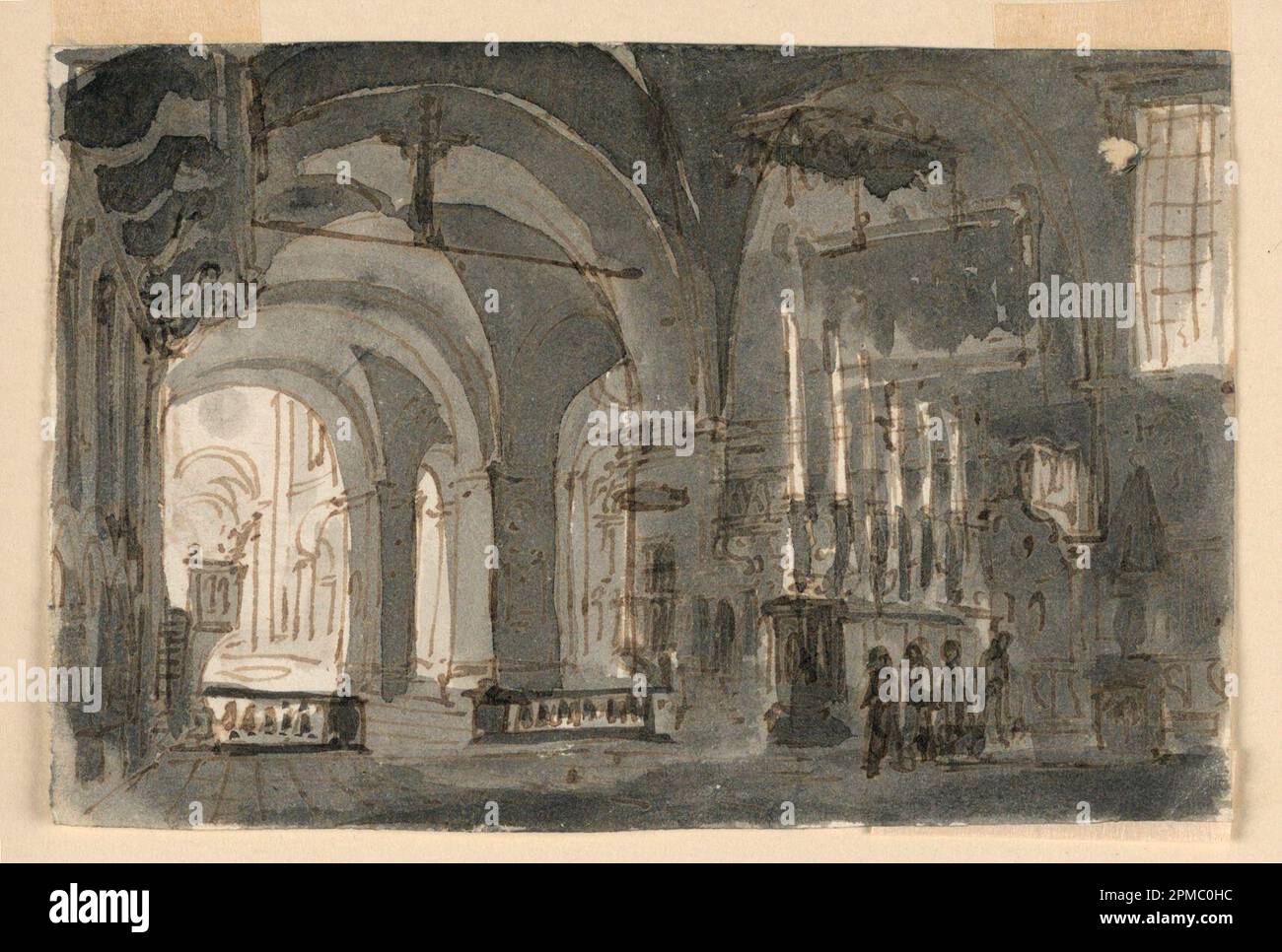 Drawing, Old Cathedral at Brescia; Possibly by Antonio Giuseppe Basoli ...