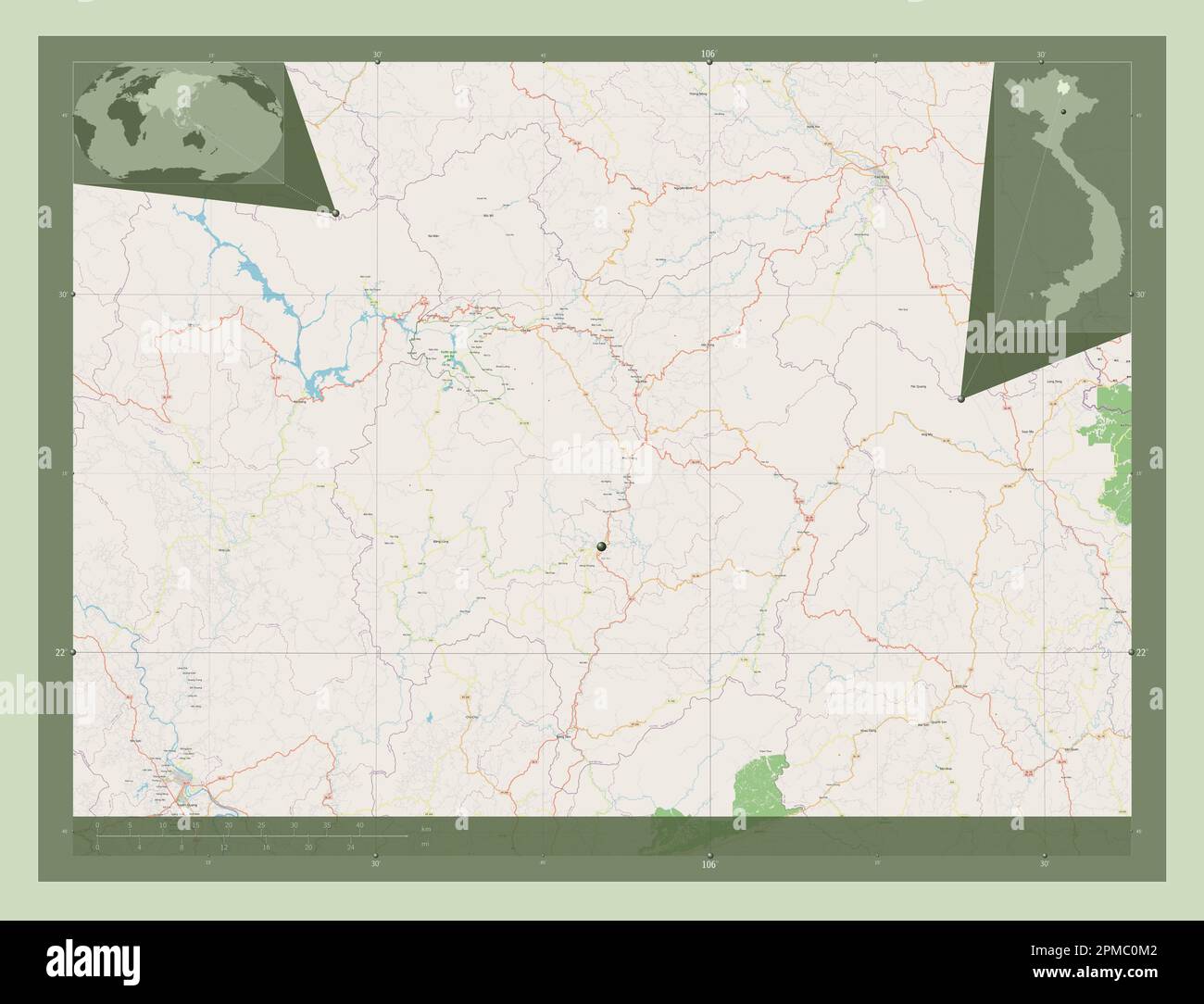 Bac Kan, province of Vietnam. Open Street Map. Locations of major ...