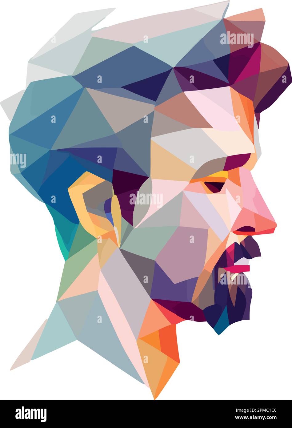 Geometric portrait of young adult with beard design Stock Vector Image ...