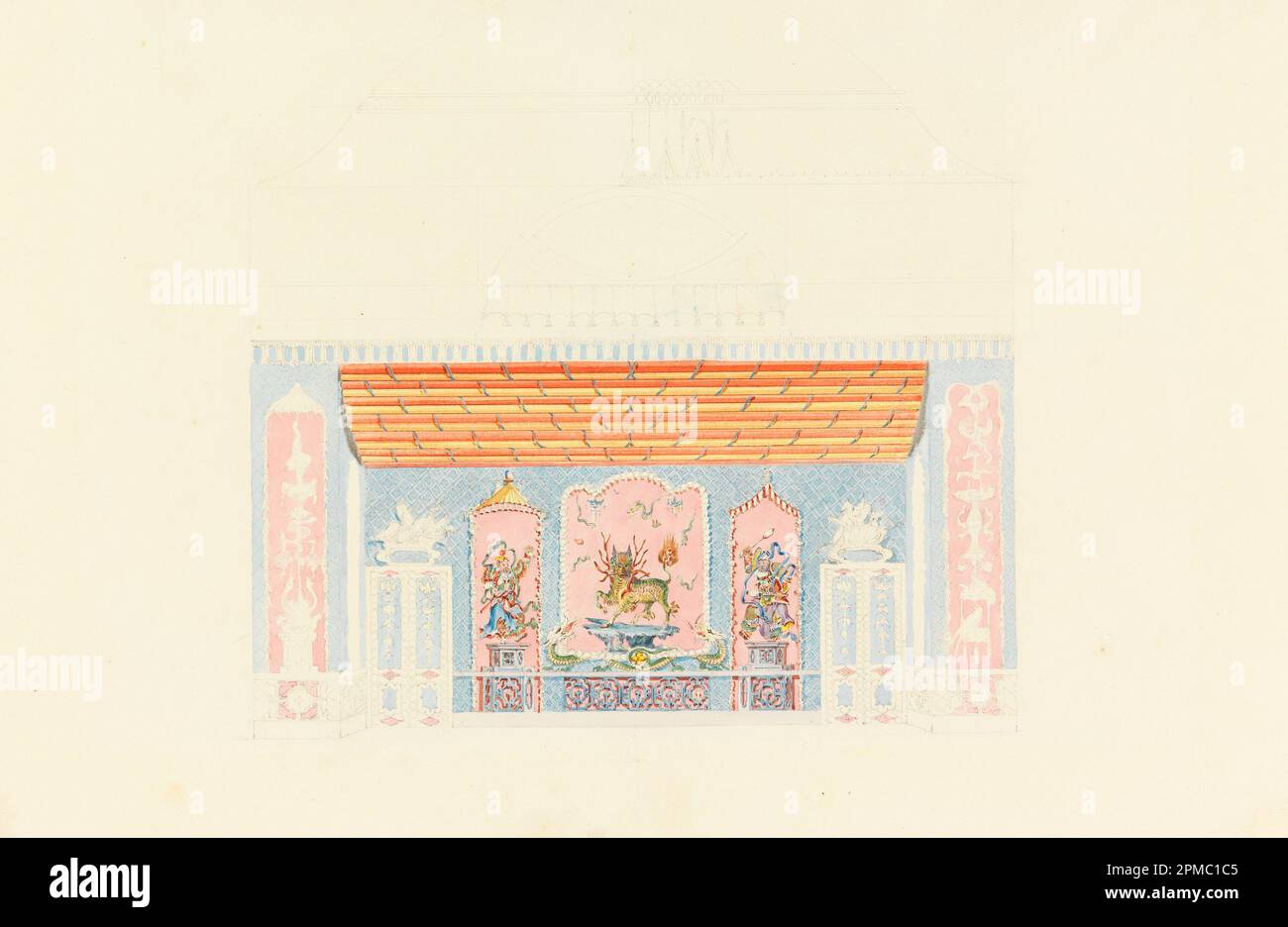 Drawing, Design for the South Wall of the Music Room, Royal Pavilion ...