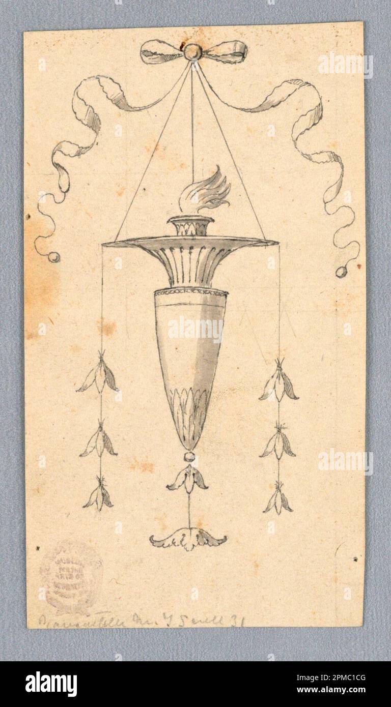 Drawing, Hanging Brazier; Italy; pencil, pen and ink, brush, on grey ...
