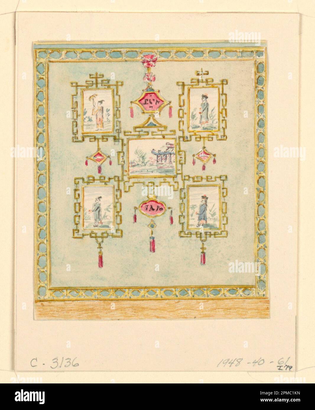 Drawing, Design for Wall Decoration, Blue (South) Drawing Room, Royal ...