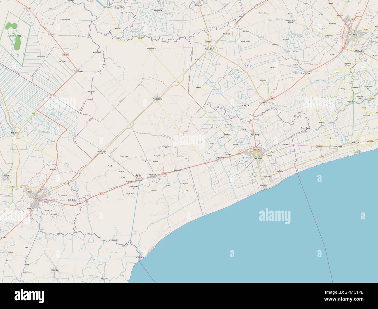 Bac Lieu, province of Vietnam. Open Street Map Stock Photo - Alamy