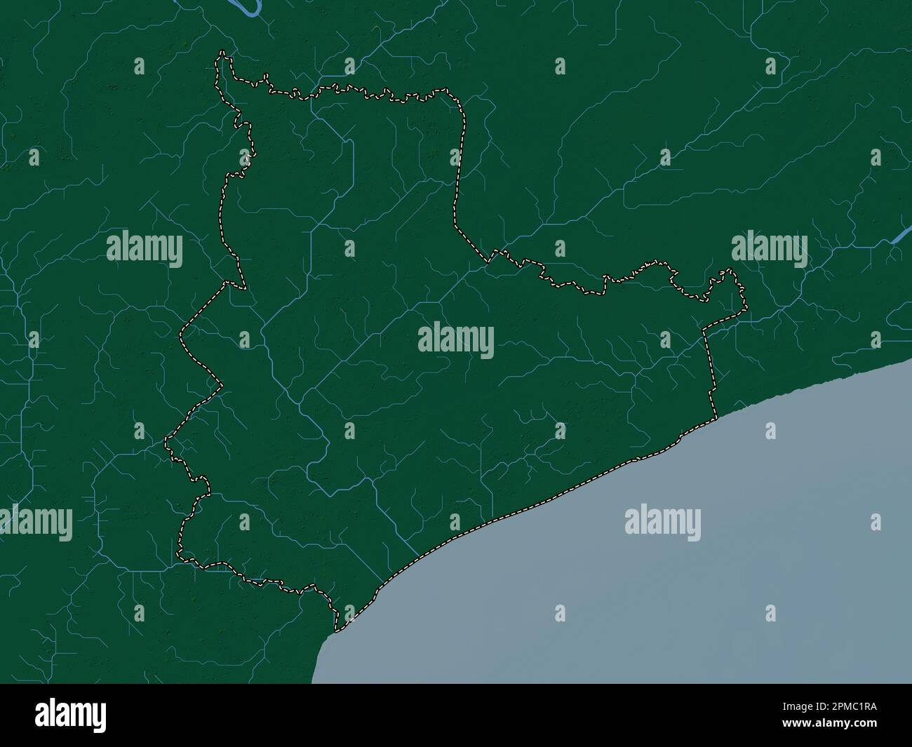 Bac Lieu, province of Vietnam. Colored elevation map with lakes and ...