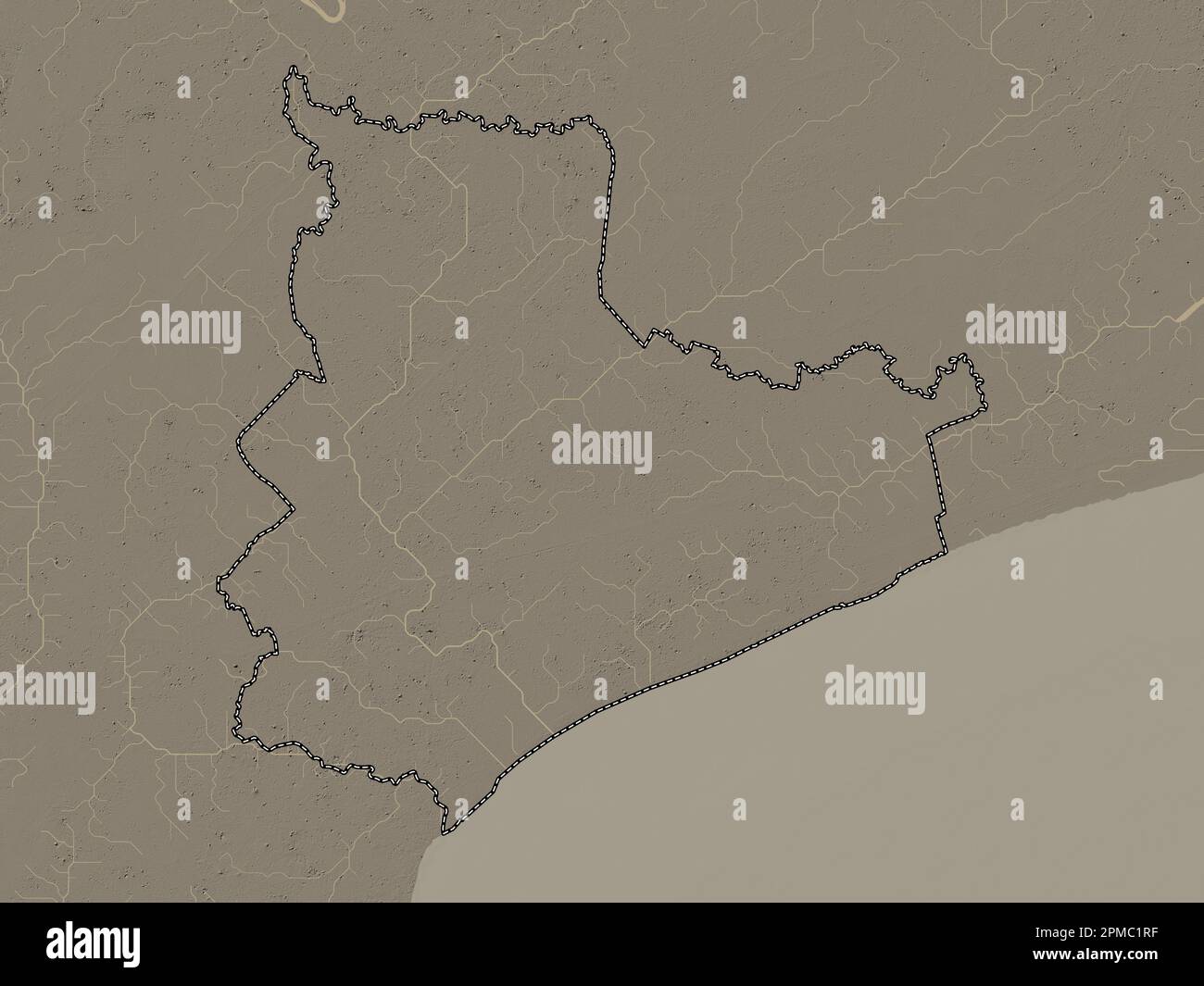 Bac Lieu, province of Vietnam. Elevation map colored in sepia tones ...