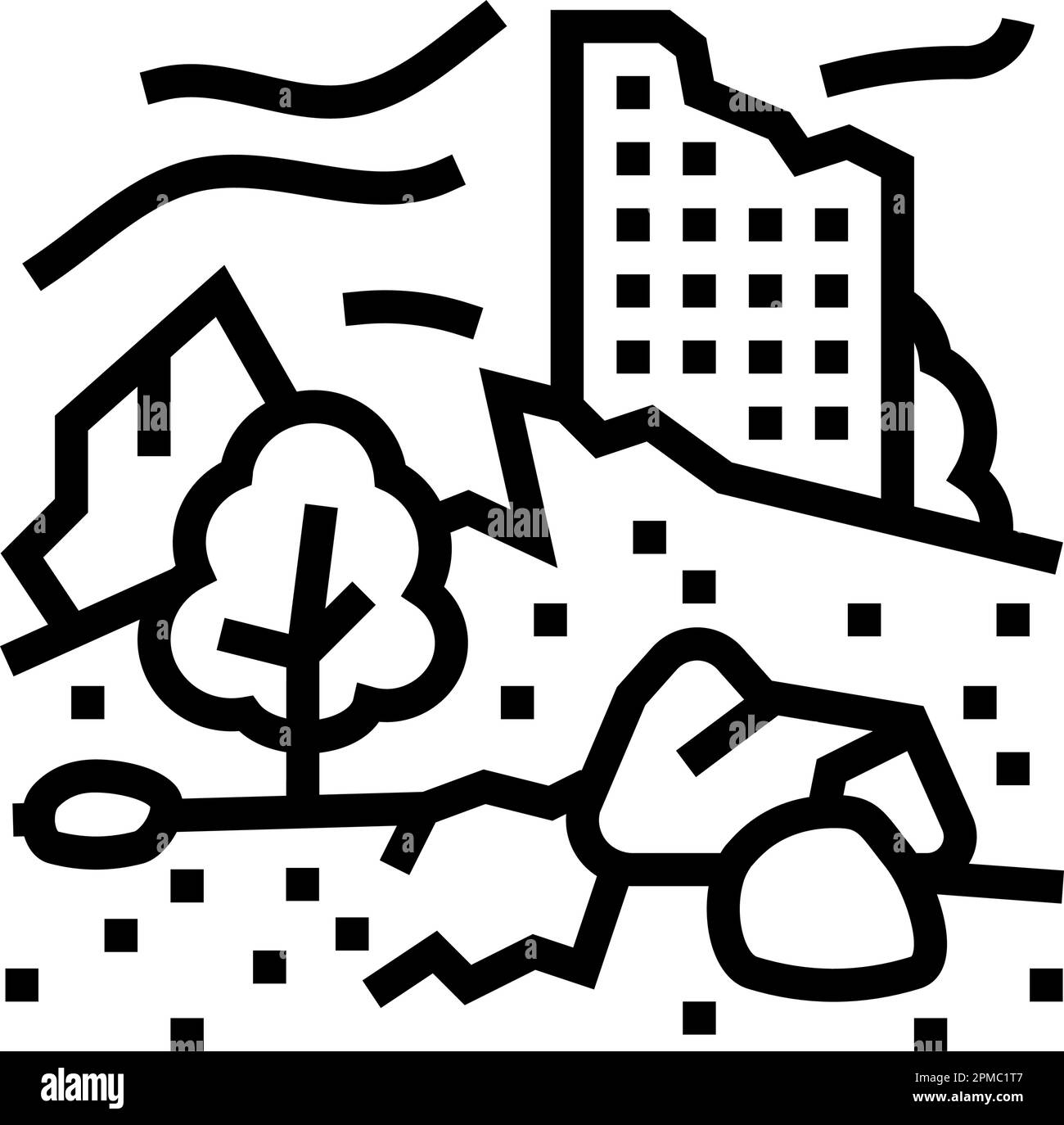 nature apocalypse line icon vector illustration Stock Vector Image ...