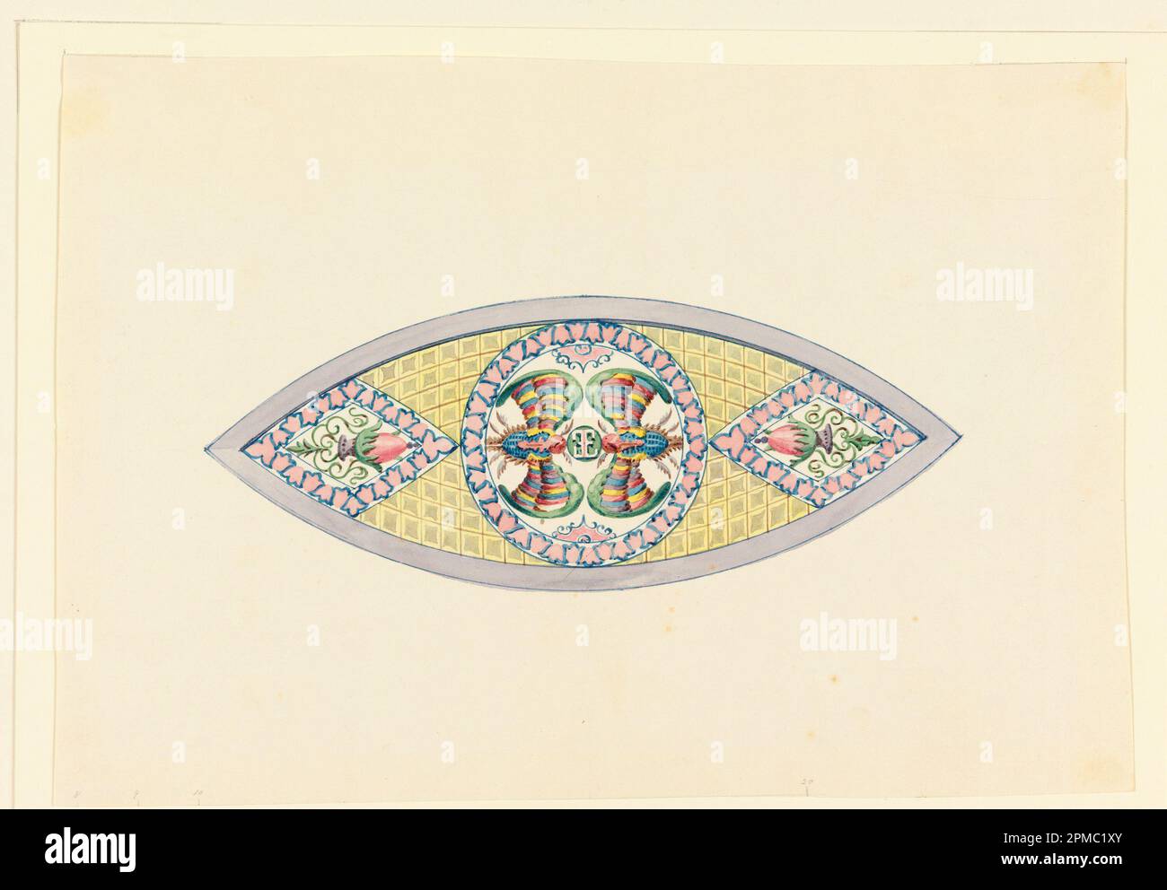 Drawing, Design for a Glass Panel Window for the Coved Ceiling in the ...