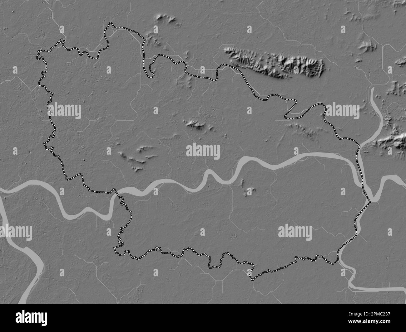 Bac Ninh, province of Vietnam. Bilevel elevation map with lakes and ...