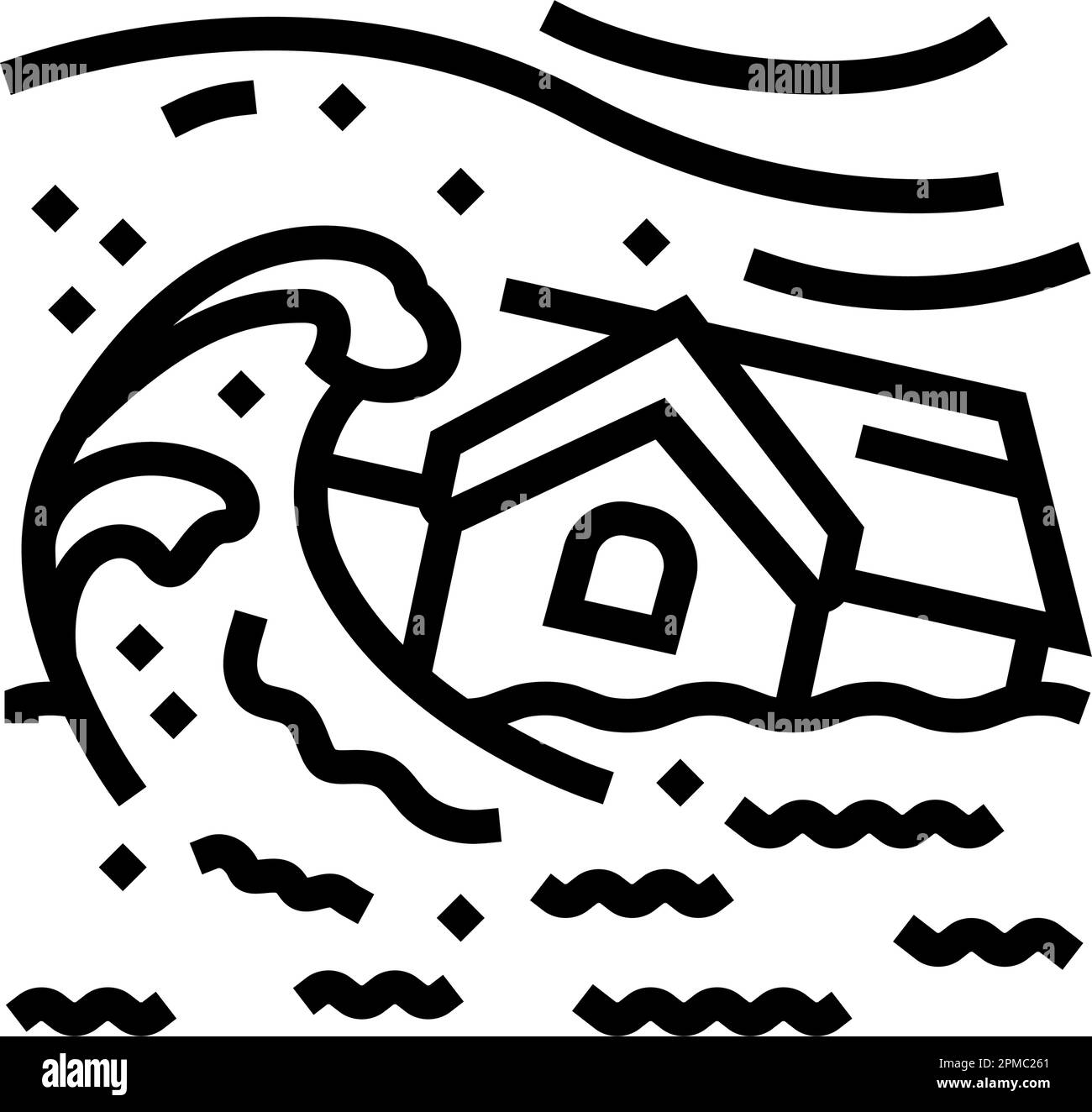 storm flood disaster line icon vector illustration Stock Vector Image ...
