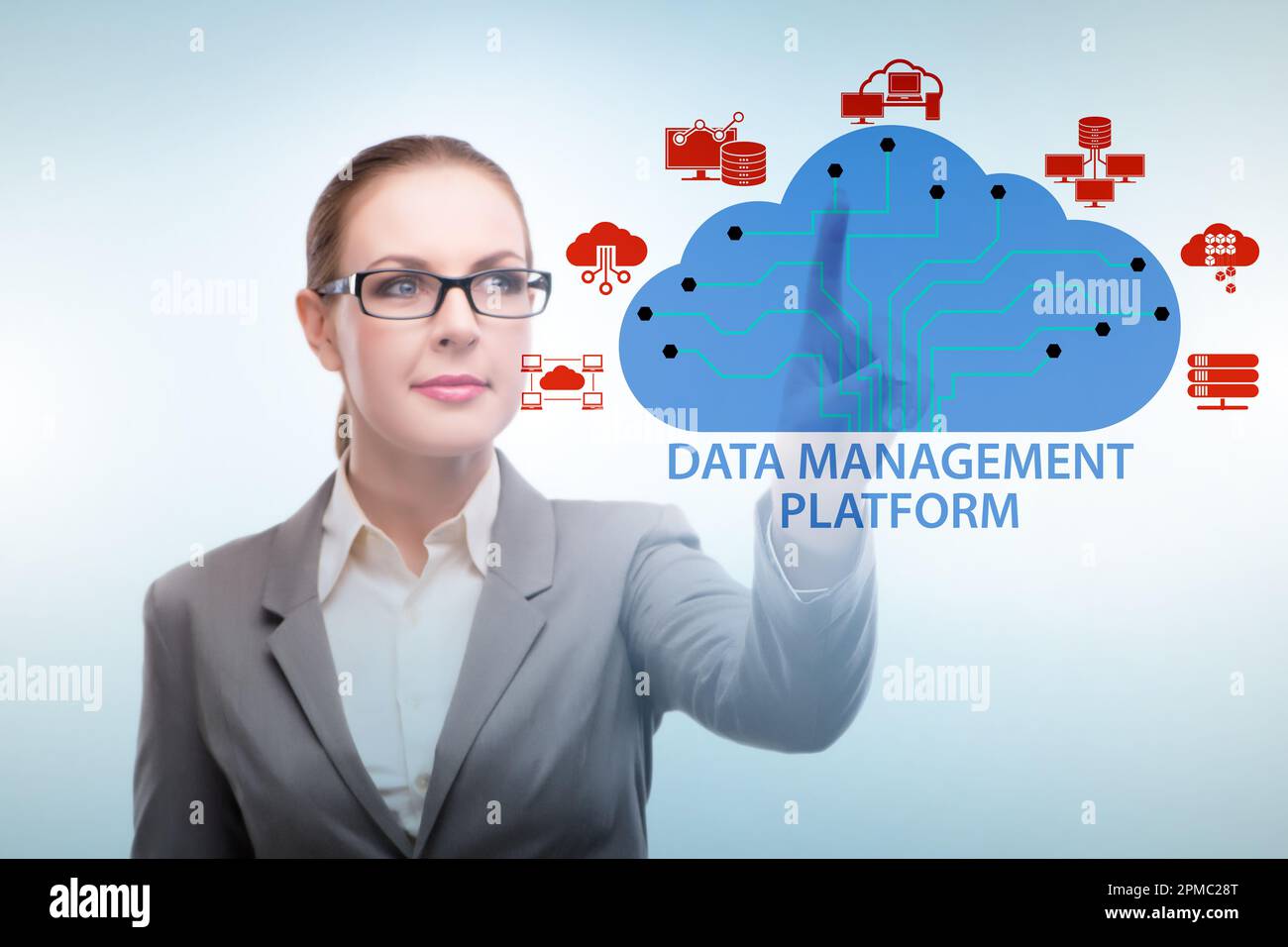 Business people in the data management concept Stock Photo - Alamy