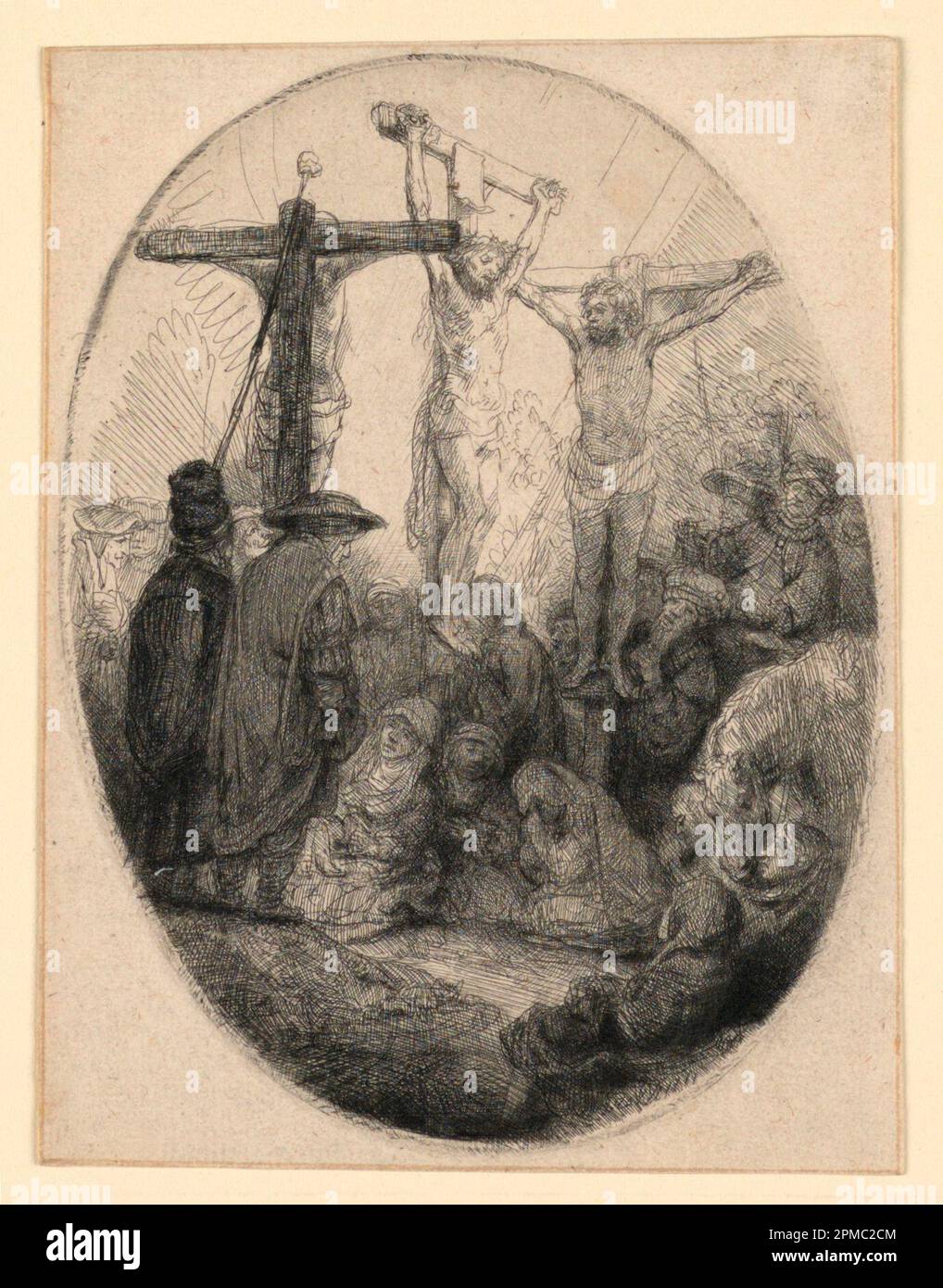 Print, Christ Crucified Between the Two Thieves: An Oval Plate, ca ...