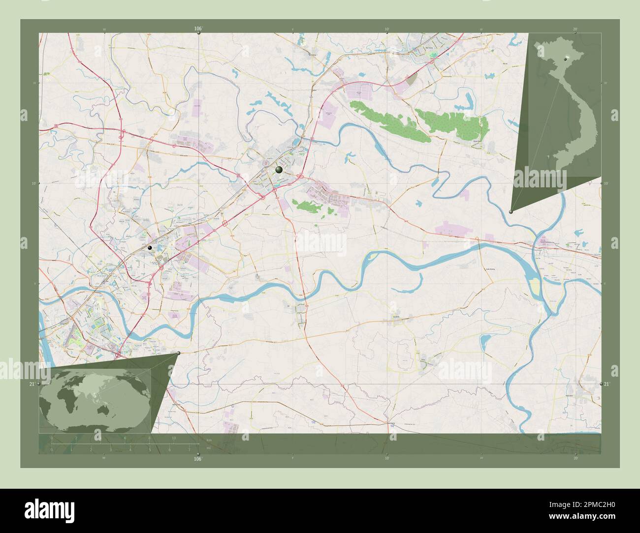 Bac Ninh, province of Vietnam. Open Street Map. Locations of major ...