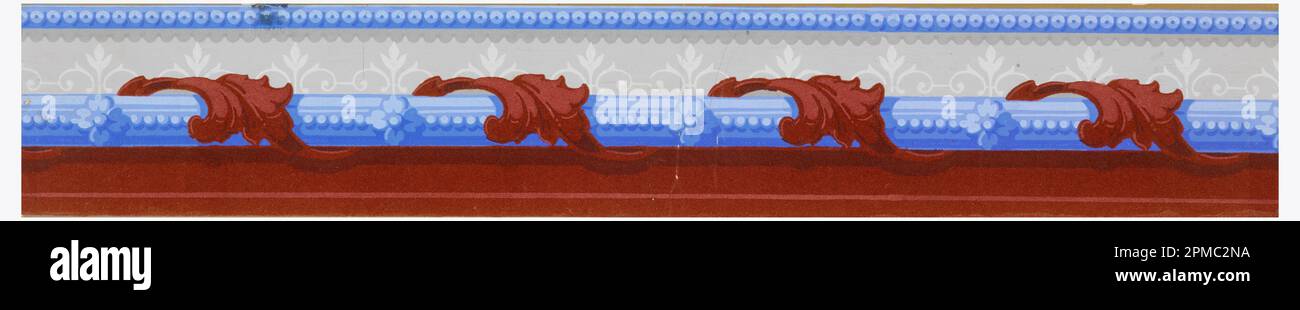 Border (France); block-printed and flocked; 50 x 8.5 cm (19 11/16 x 3 3 ...