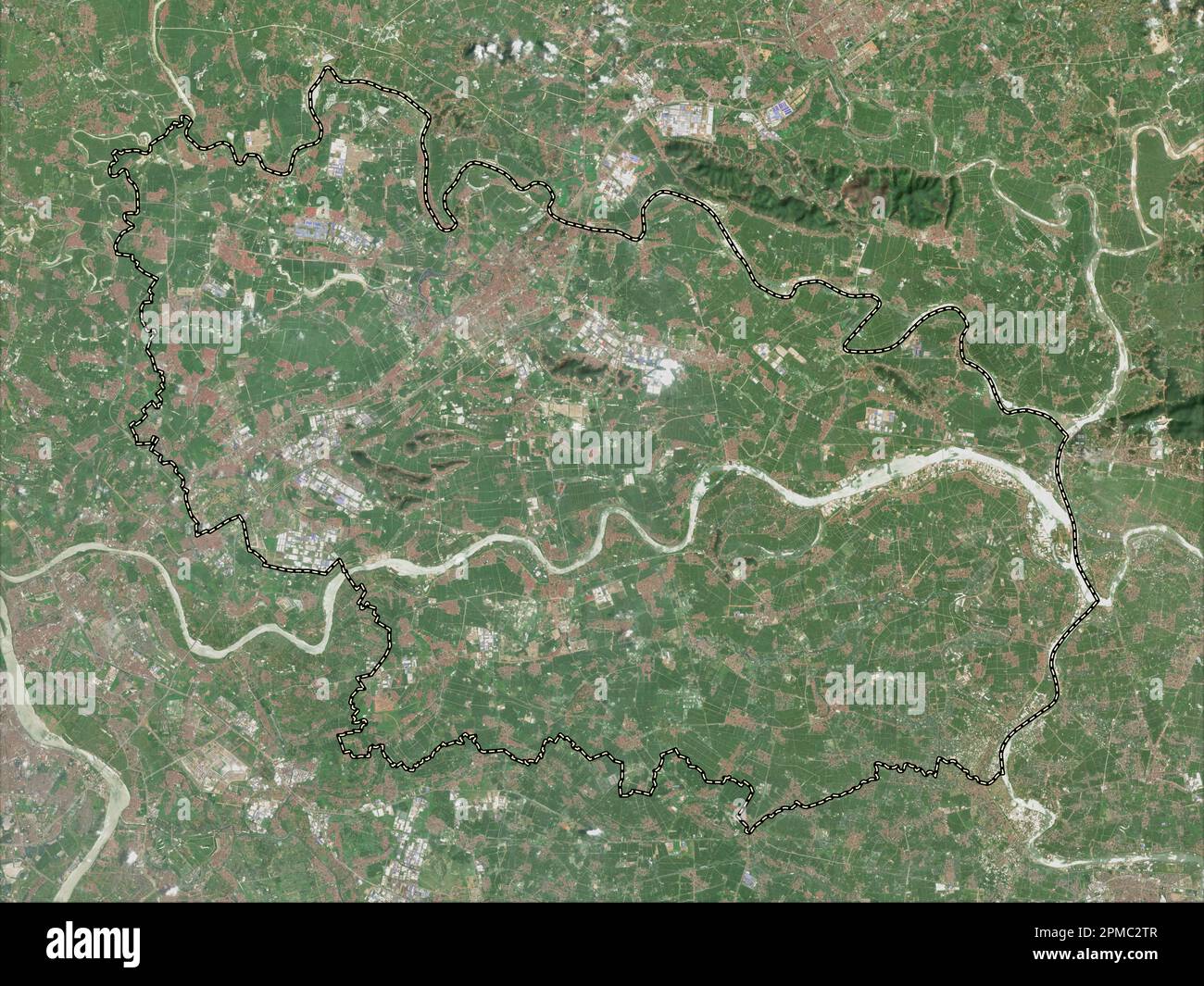 Bac Ninh, province of Vietnam. Low resolution satellite map Stock Photo ...