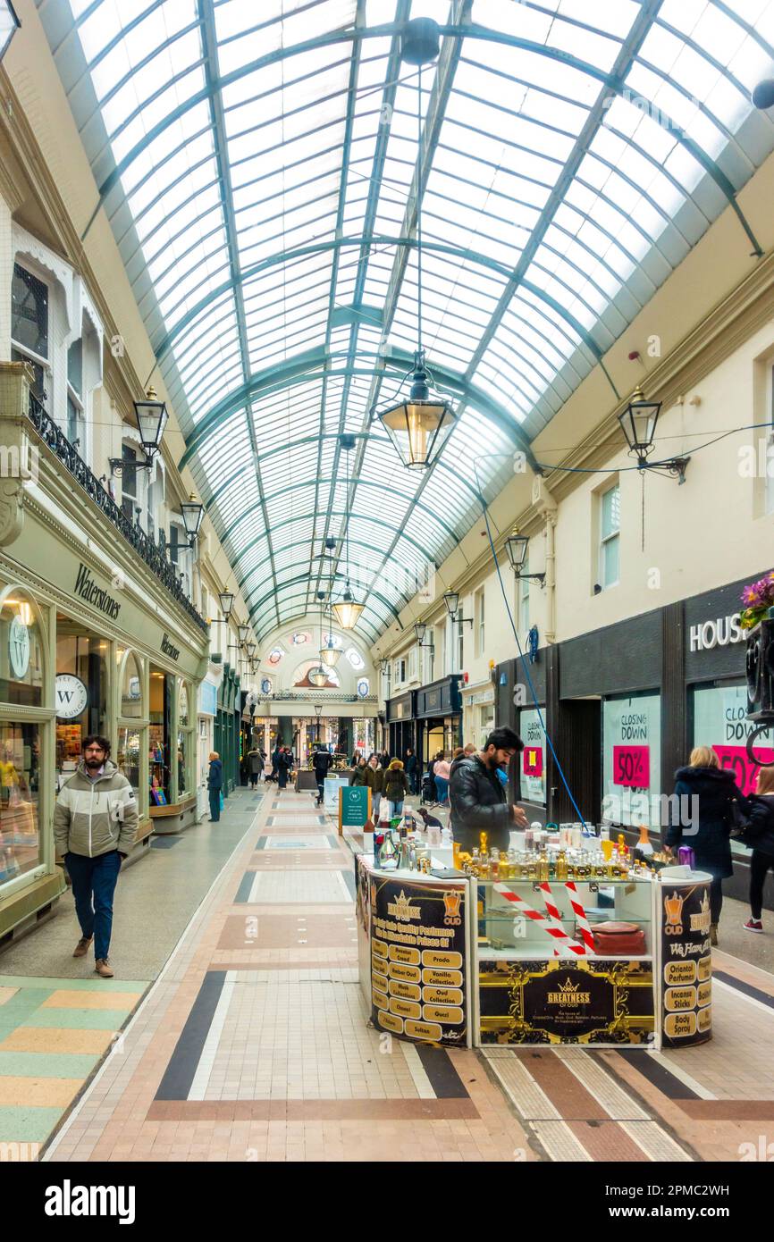 View of the interior of The Quadrant Arcade, an indoor street in ...