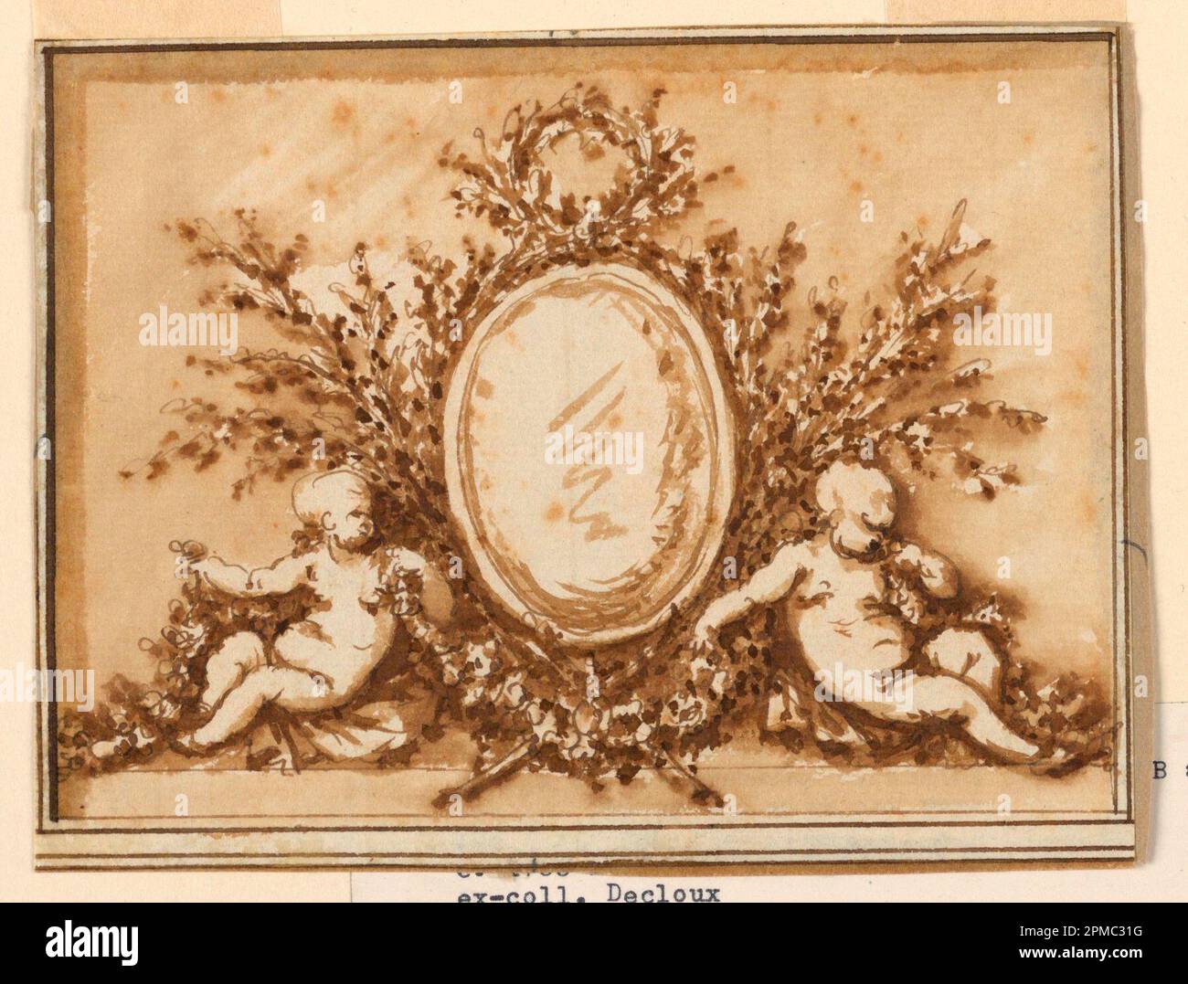 Drawing, Design for an Overdoor; Netherlands; pen and ink, brush and ...