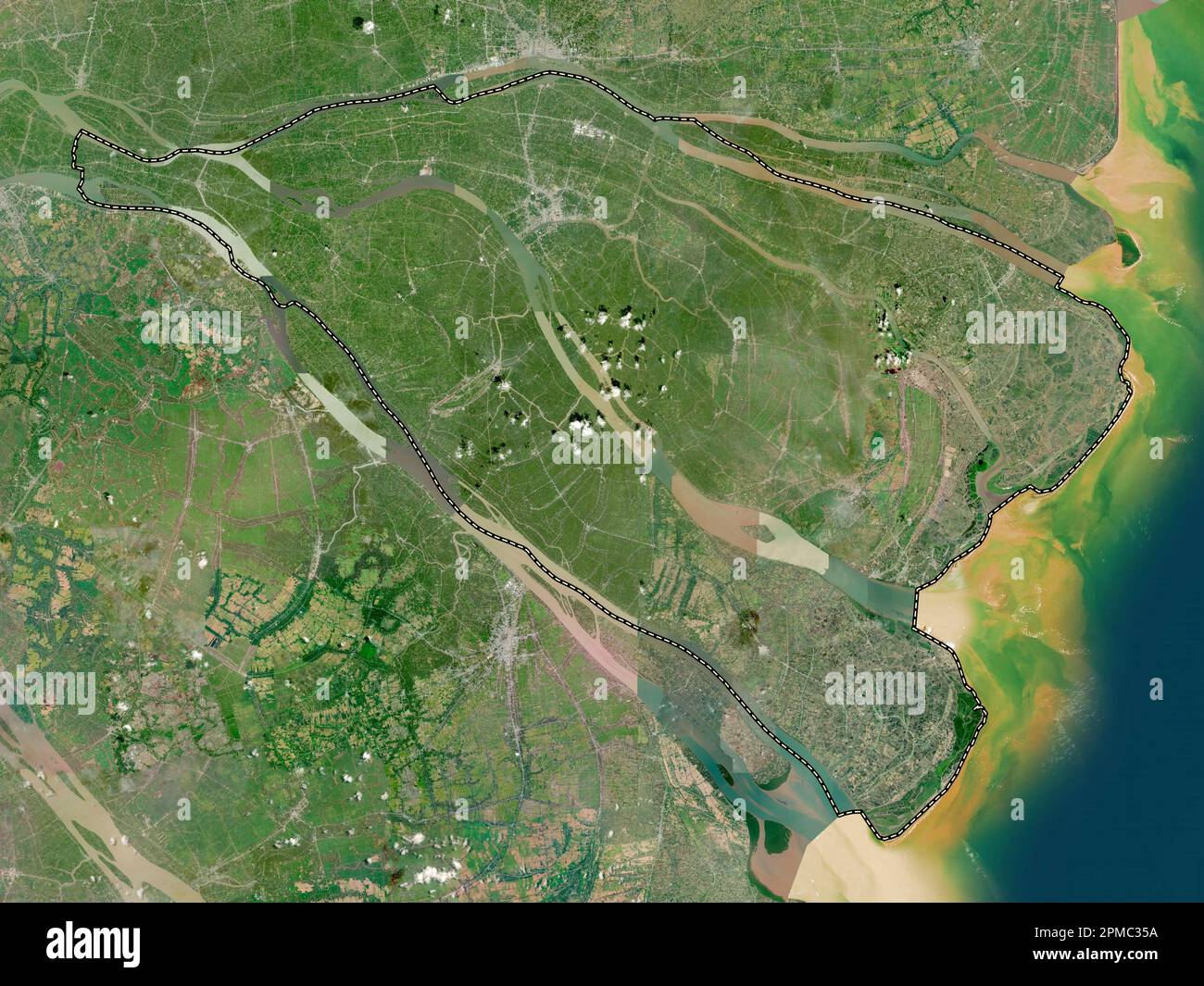 Ben Tre, province of Vietnam. High resolution satellite map Stock Photo ...