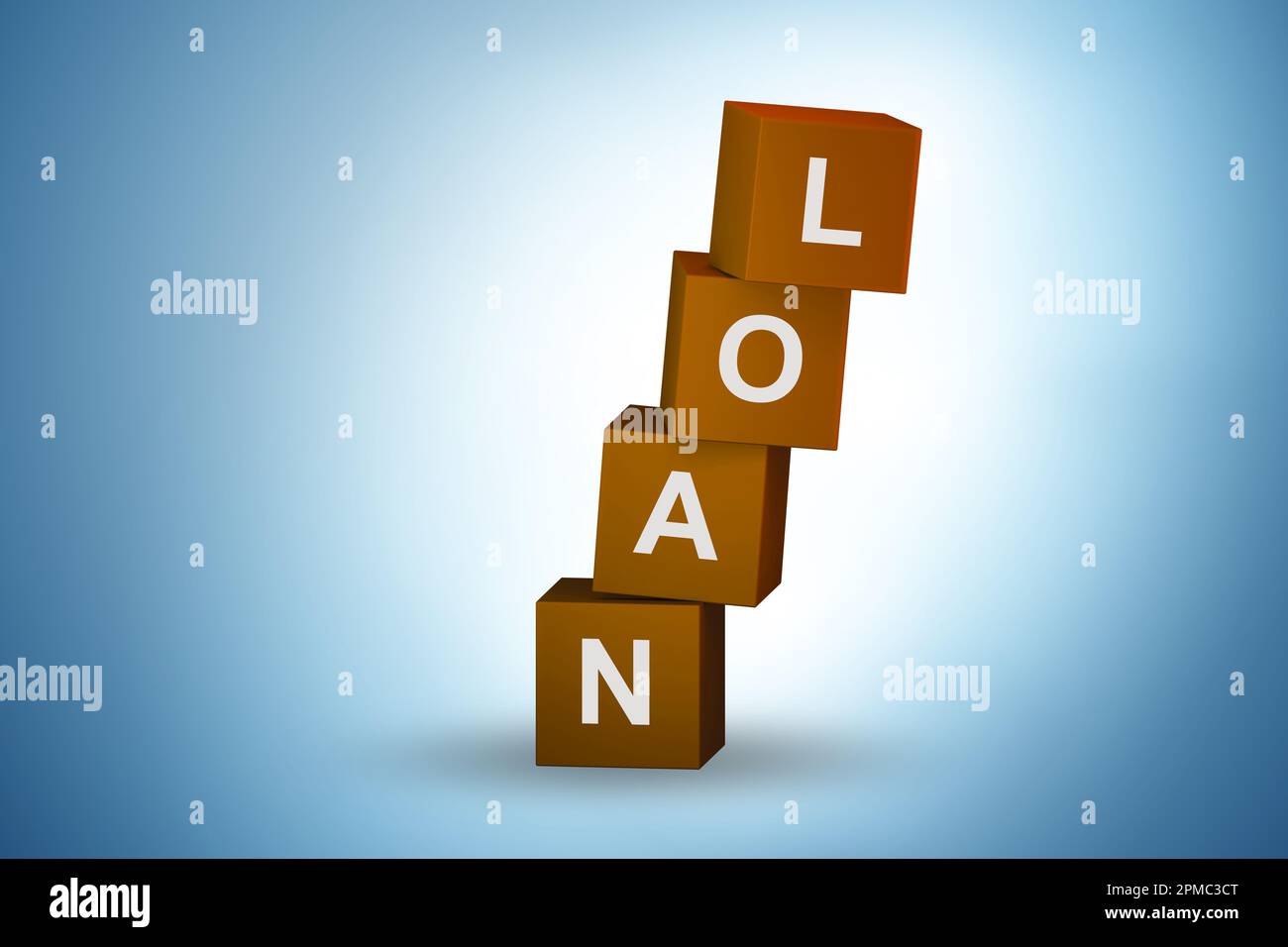 Loan and debt concept with the cubes - 3d rendering Stock Photo - Alamy