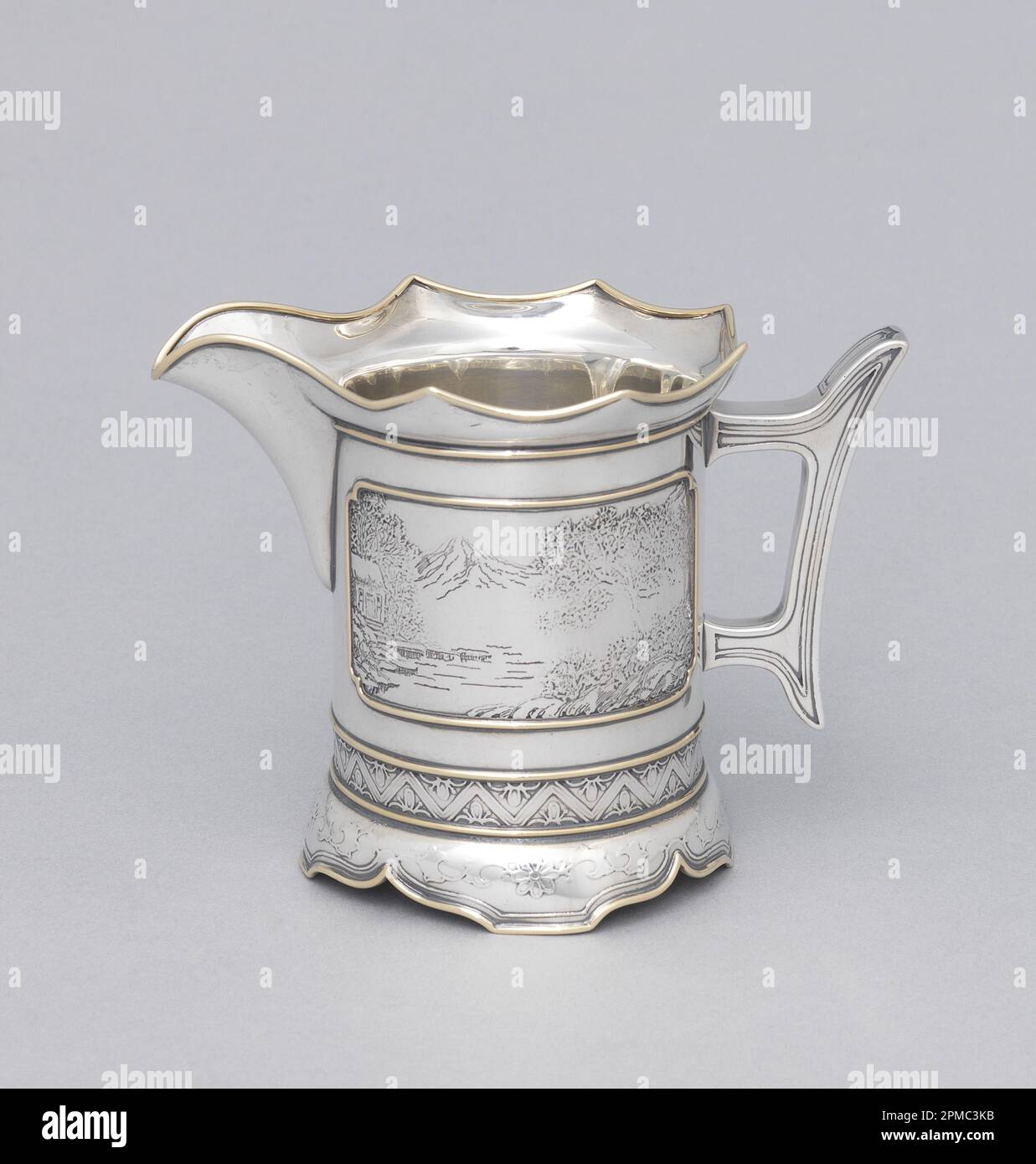 Cream Jug (USA); Manufactured by Sweetser Co., New York; silver, gold ...