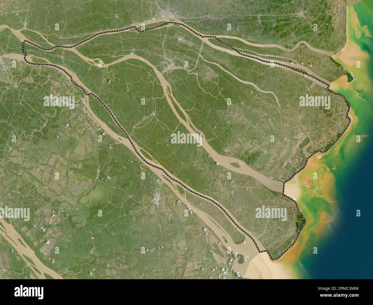 Ben Tre, province of Vietnam. Low resolution satellite map Stock Photo ...
